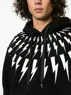 Neil Barrett Cotton Thunderbolt Hoodie - Black