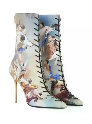 Balmain Graphic-print Lace-up Ankle Boots