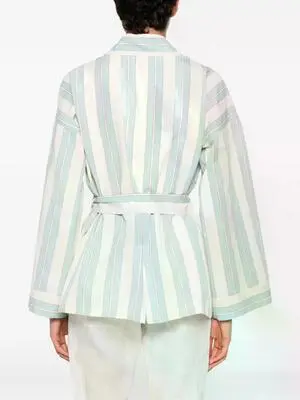 FORTE_FORTE Striped Wrap Jacket - Blue
