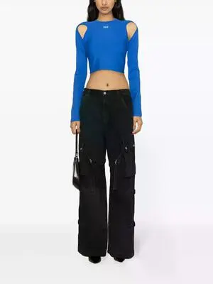 Off-White Logo Stamp Cut-out Blouse - Blue