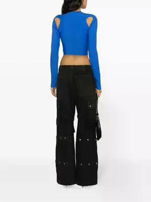 Off-White Logo Stamp Cut-out Blouse - Blue