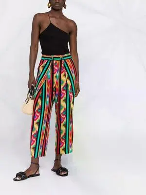 Balmain Abstract-print Silk Trousers