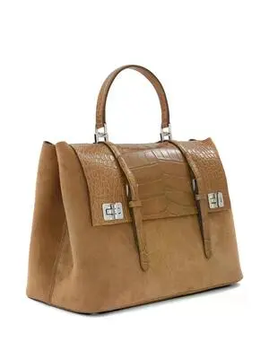 Prada Crocodile-effect Turn-lock Top Handle Bag