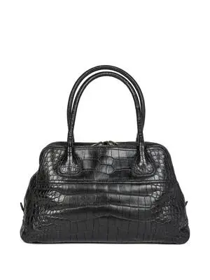 Prada Crocodile-effect Top Handle Tote Bag