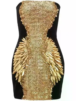 Balmain Sequin-embellished Mini Dress - Black