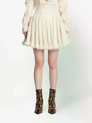 Balmain Pleated Tweed Mini Skirt