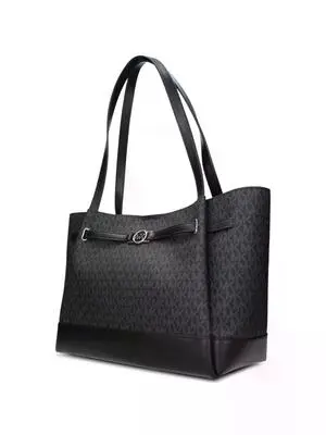 Michael Kors Monogram Shoulder Bag With Logo Plaque