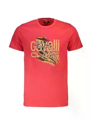 Roberto Cavalli Animal-print Logo-print T-shirt - Red
