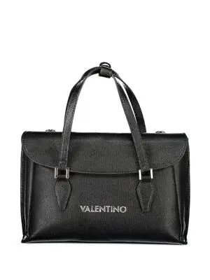 MARIO VALENTINO Logo-lettering Grained Tote - Black