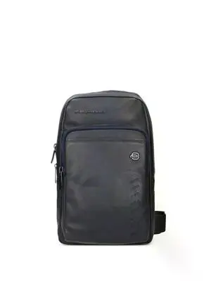 PIQUADRO Logo-plaque Leather Messenger Bag