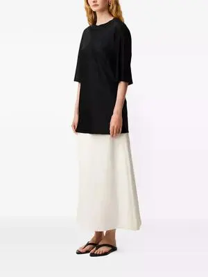 AMI Paris Short Sleeve Satin T-shirt With Ribbed Neckline - Black