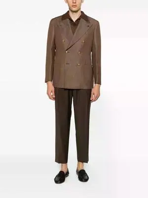 GABRIELE PASINI Double-breasted Front-pocket Blazer - Brown