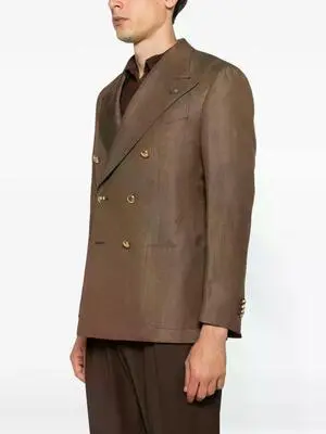 GABRIELE PASINI Double-breasted Front-pocket Blazer - Brown