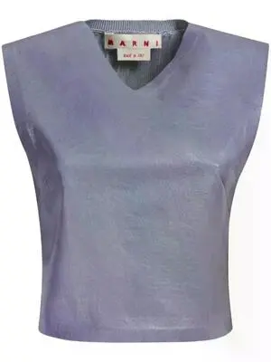 Marni Leather Cropped Top - Grey