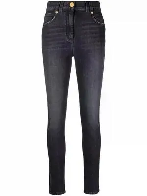 Balmain High-waisted Button-detail Denim Jeans