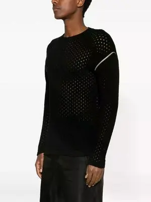LES HOMMES Open-knit Sweater With Zip Detail