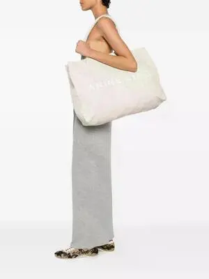 ANINE BING Leopard Print Canvas Tote Bag