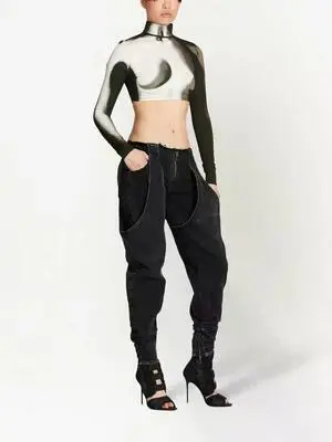 Balmain Spray Paint Effect Cropped Top