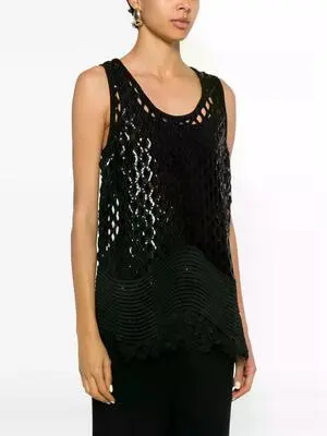 Sportmax Sequin-embellished Open-knit Sleeveless Top