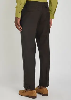 Versace Wool And Mohair-blend Trousers - Brown
