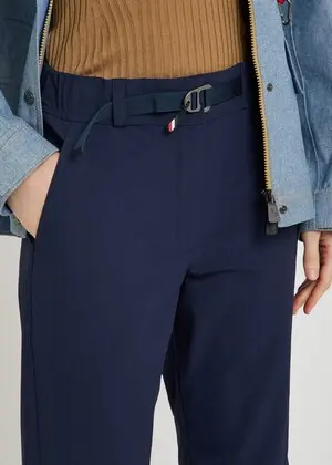 Moncler Logo-appliquéd Stretch-polyamide Trousers - Blue