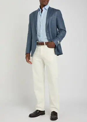 Canali Striped Wool And Silk-blend Blazer - Blue