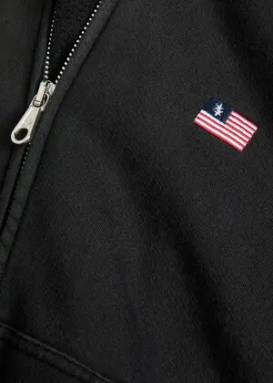 COLE BUXTON Embroidered Cotton Zip Up Hoodie