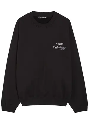 COLE BUXTON International Logo-embroidered Cotton Sweatshirt - Black