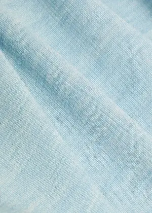 Tory Burch Distressed Silk-blend Polo Top - Light Blue