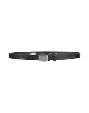 DIESEL® Leather Belt With Logo Buckle - Black