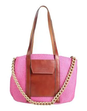 MISS BIKINI LUXE Shopper Bag With Raffia And Leather Detailing - Fuchsia