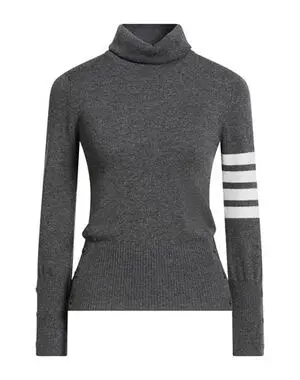 Thom Browne Turtleneck Cashmere Knit Top - Grey