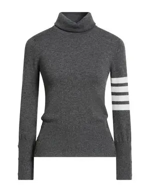 Thom Browne Turtleneck Cashmere Knit Top - Grey