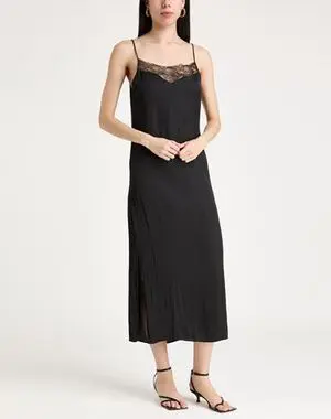 Maje Midi Slip Dress With Lace