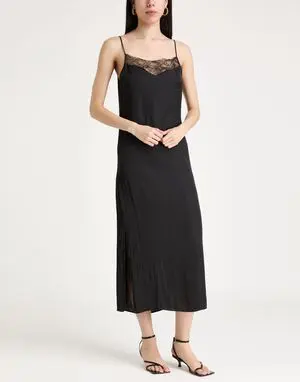 Maje Midi Slip Dress With Lace