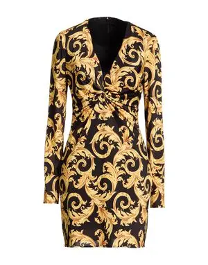 Versace Mini Dress In Black And Polyester And Elastane