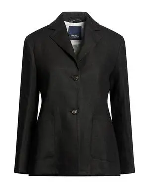 Max Mara Single-breasted Linen Blazer - Black