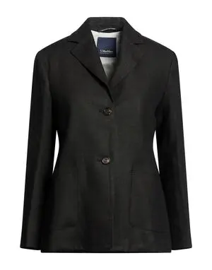 Max Mara Single-breasted Linen Blazer - Black