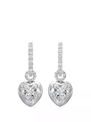 ANABELA CHAN Diamond Heart Pendant Hoop Earrings In White Gold Vermeil - Silver