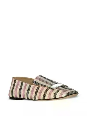 SERGIO ROSSI Striped Logo-plaque Loafers