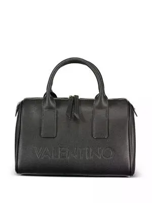 MARIO VALENTINO Embossed-logo Pebbled Tote - Black