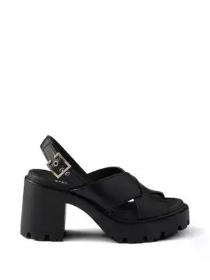 Prada Crisscross Leather Platform Sandals