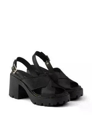 Prada Crisscross Leather Platform Sandals