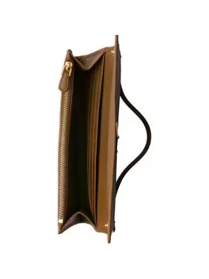 Prada Saffiano Leather Wallet With Shoulder Strap - Neutrals