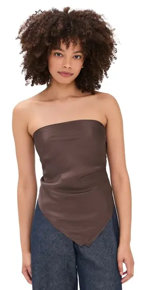 Enza Costa Fluid Twill Strapless Top - Chocolate
