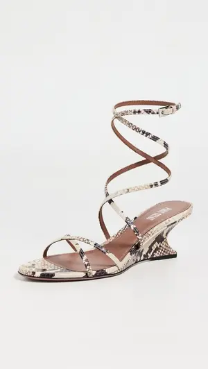 Paris Texas Nina Lace Up Wedge Sandals - Naturale