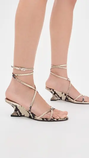 Paris Texas Nina Lace Up Wedge Sandals - Naturale