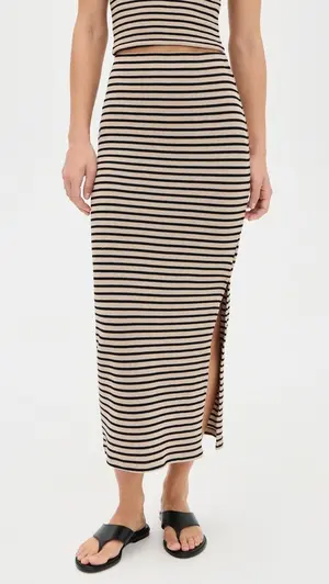 Z Supply Striped Knit Midi Skirt - Putty