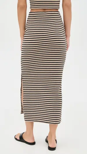 Z Supply Striped Knit Midi Skirt - Putty