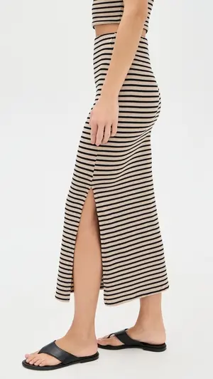 Z Supply Striped Knit Midi Skirt - Putty
